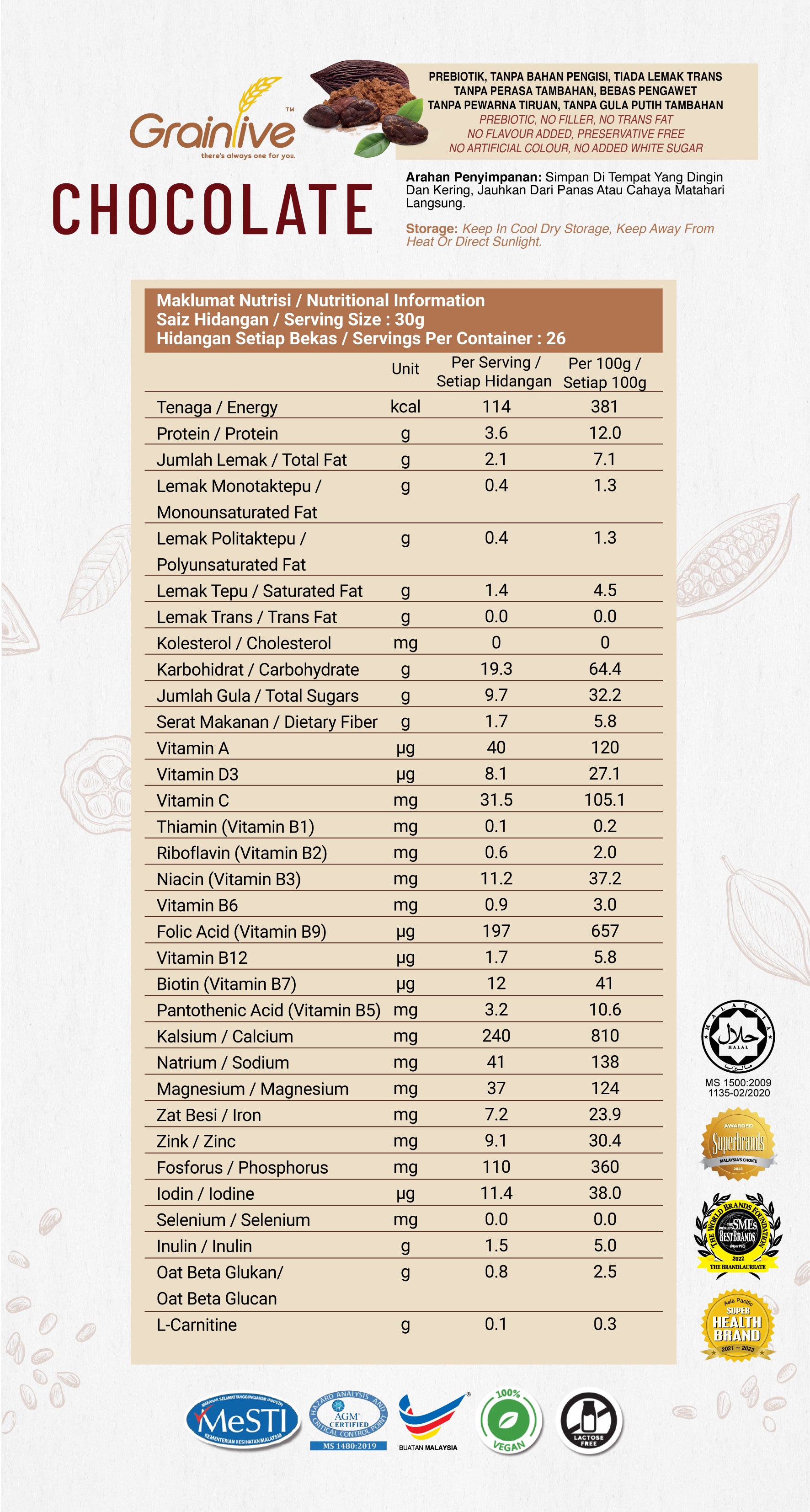 Grainlive Chocolate Nutrition Meal Replacement - Delicious and ...